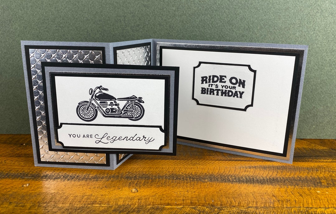 Metallic Motorcycle Greeting Card - Etsy