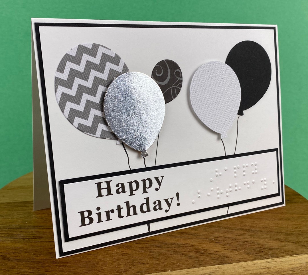 Customizable Braille and Tactile Balloon Birthday Card - Etsy