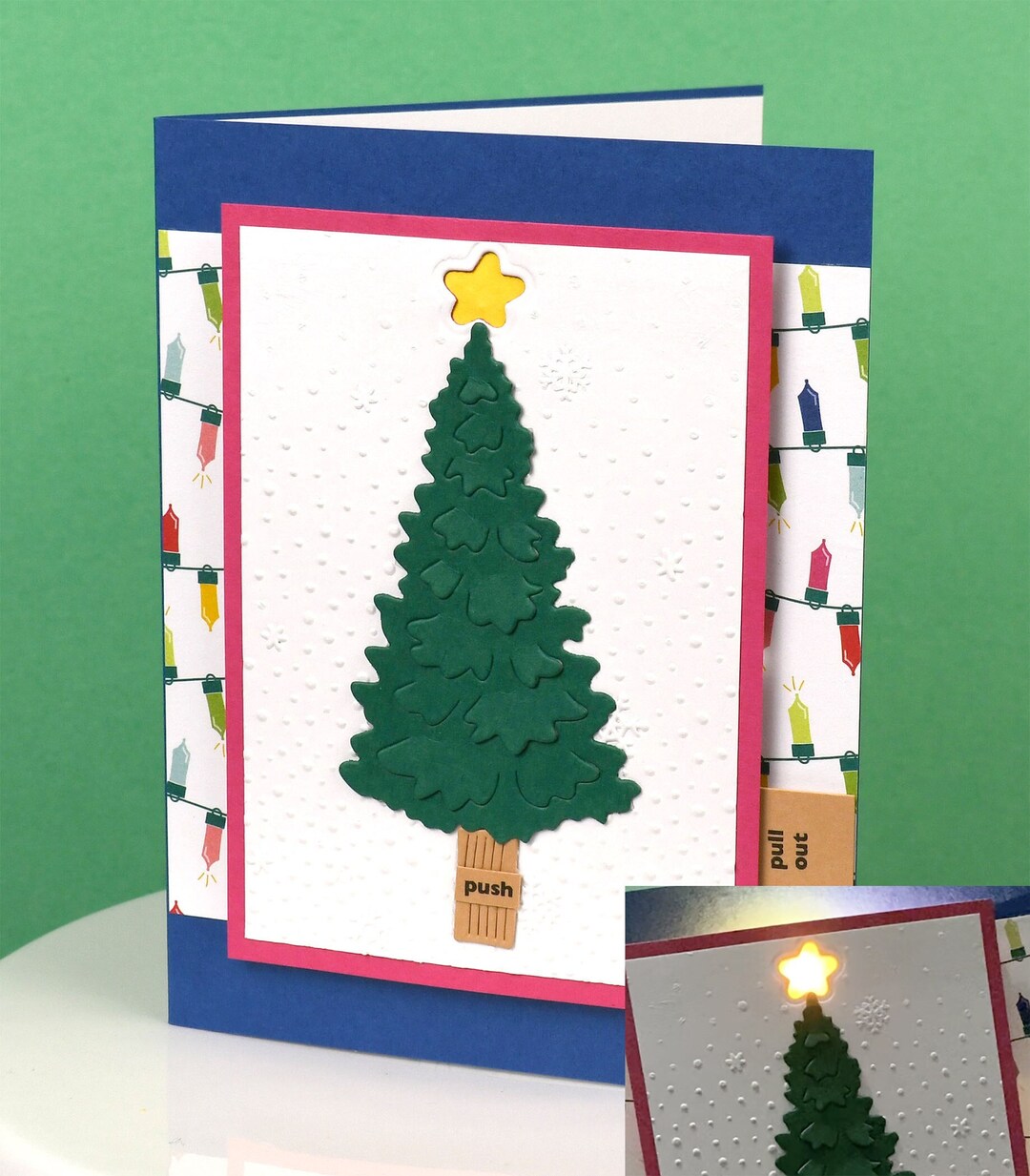 Light up Christmas Tree Card Star Lights Up - Etsy