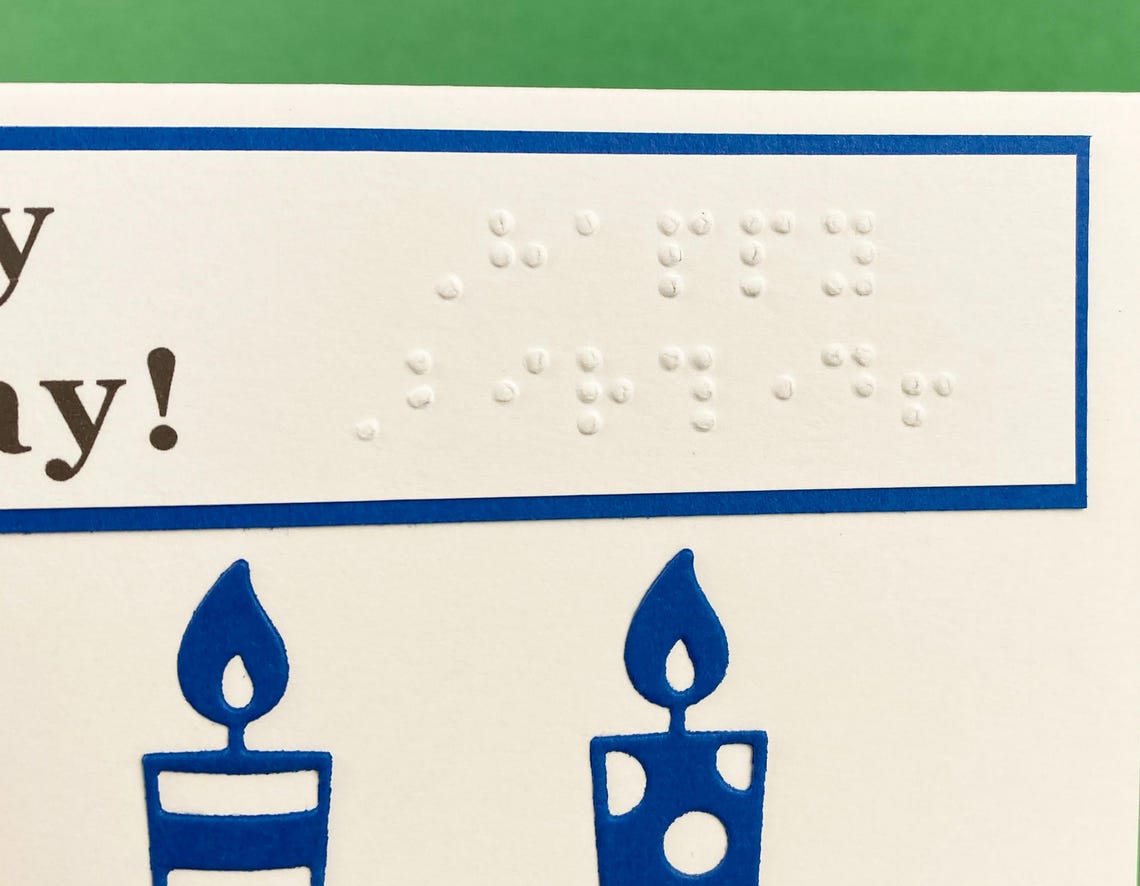 Customizable Braille and Tactile Birthday Card With Candles - Etsy