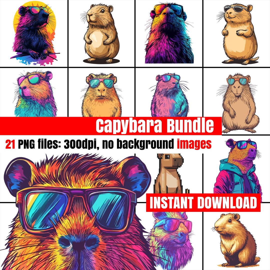 Capybara Illustrations, PNG / SVG Digital Images, No Background Clip ...