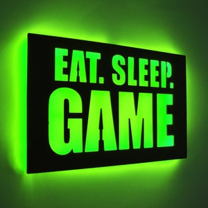 24 LED Lighted Eat Sleep Game Sign, Gamer Gift, Game Room Light, Video ...