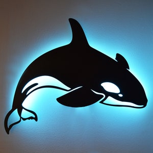 Large LED Lighted Killer Whale Wall Art, Orca LED Sign, Whale Wall ...
