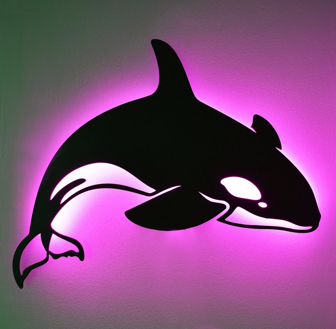 Large LED Lighted Killer Whale Wall Art, Orca LED Sign, Whale Wall ...