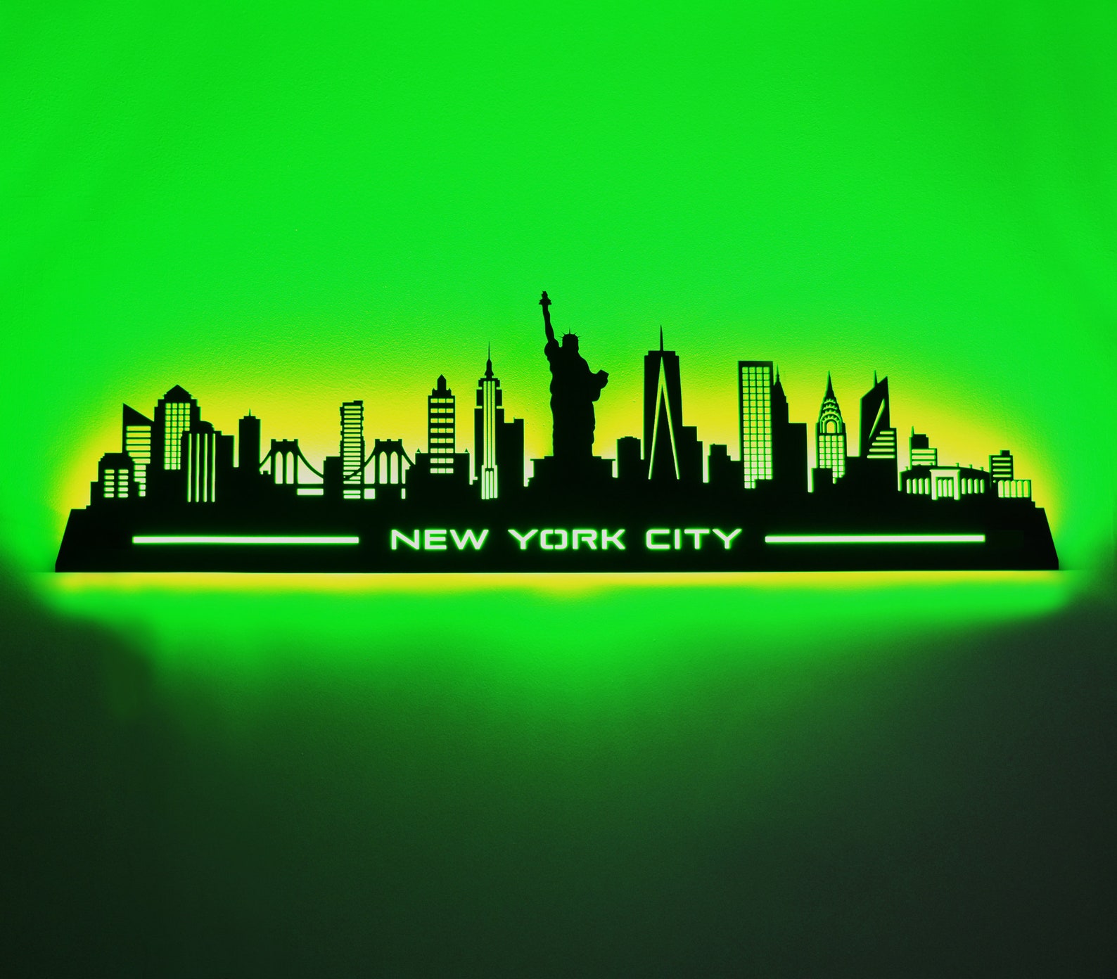42" LED Lighted New York City Skyline Wall Art, Lighted City Skyline ...