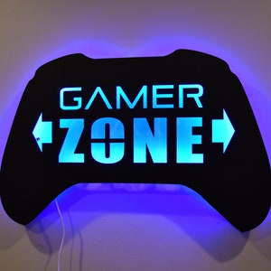 24 LED Gamer Zone Lighted Wall Sign, Gamer Gift, Game Room Light, Video ...