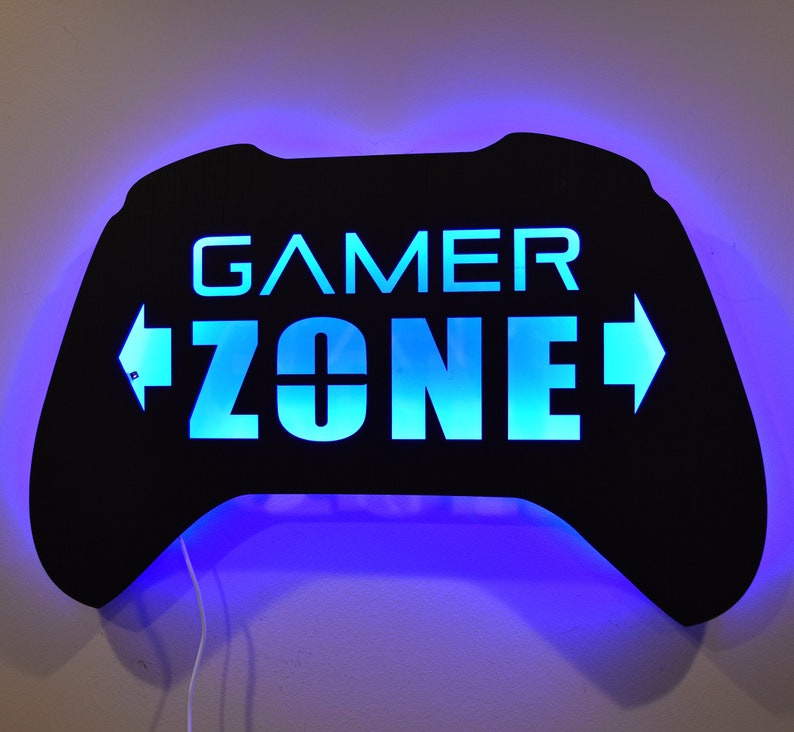 24 LED Gamer Zone Lighted Wall Sign Gamer Gift Game - Etsy