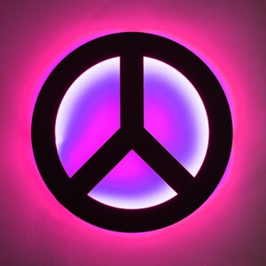 Large LED Lighted Peace Symbol Wall Art, Peace Lighted Wall Art Sign ...