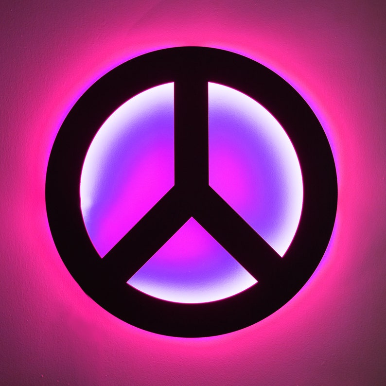 Large LED Lighted Peace Symbol Wall Art Peace Lighted Wall - Etsy
