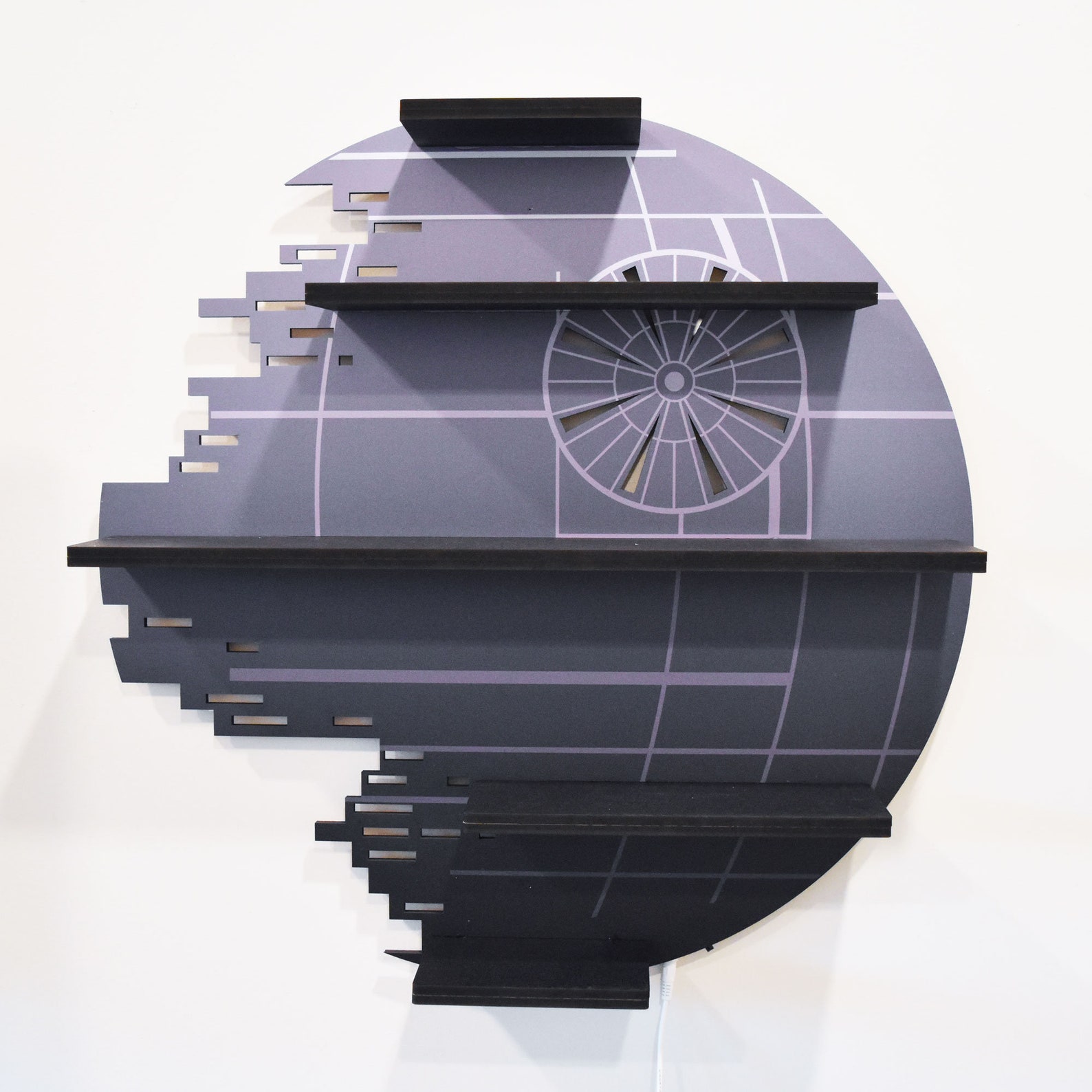 Death Star Display Shelf, LED Lighted Sign, Death Star Wars Wall Decor ...