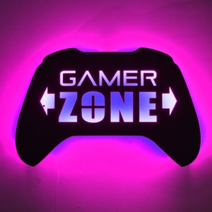 24 LED Gamer Zone Lighted Wall Sign, Gamer Gift, Game Room Light, Video ...