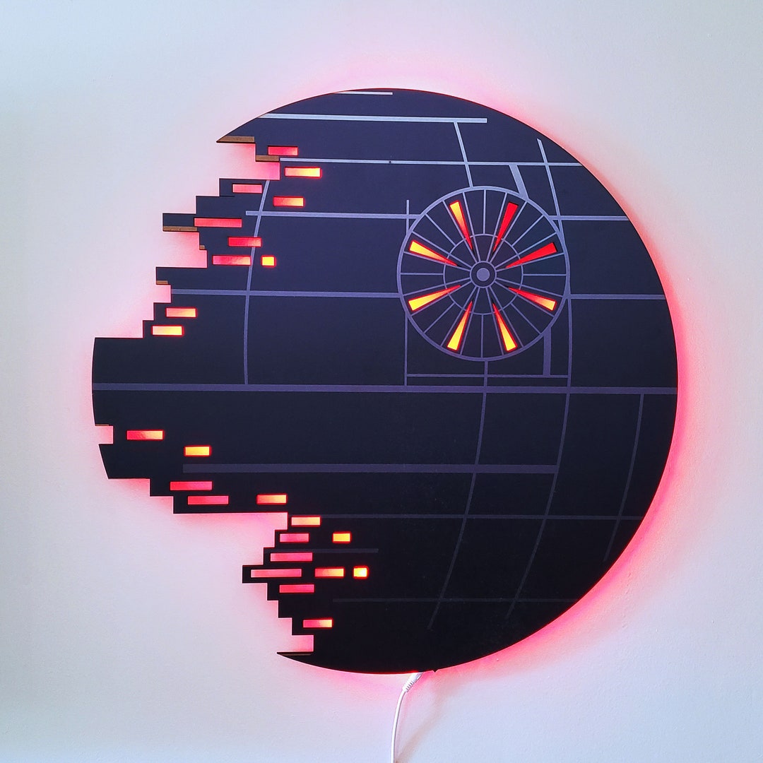 24" LED Lighted Death Star Inspired Wall Art Sign, Death-star Wars ...