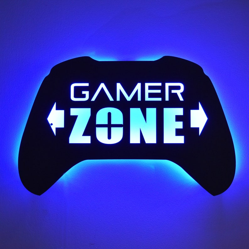 24 LED Gamer Zone Lighted Wall Sign Gamer Gift Game - Etsy