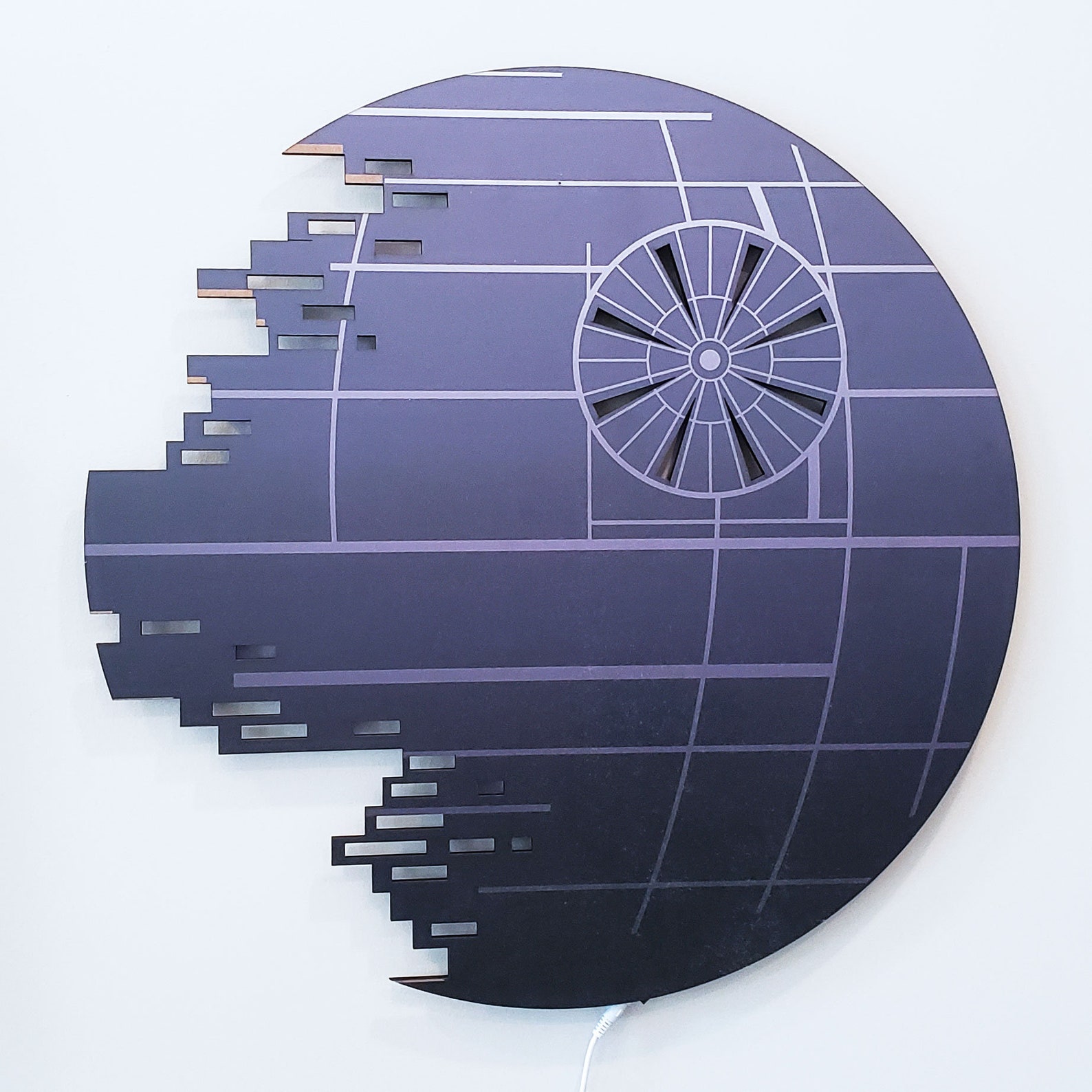 24" LED Lighted Death Star Inspired Wall Art Sign, Death-star Wars ...