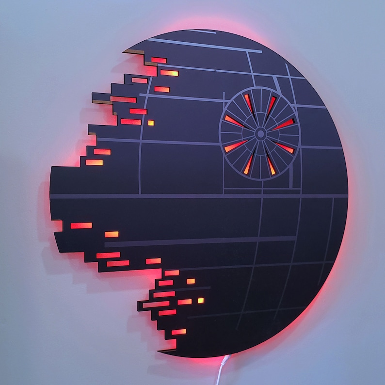 24" LED Lighted Death Star Inspired Wall Art Sign, Death-star Wars ...