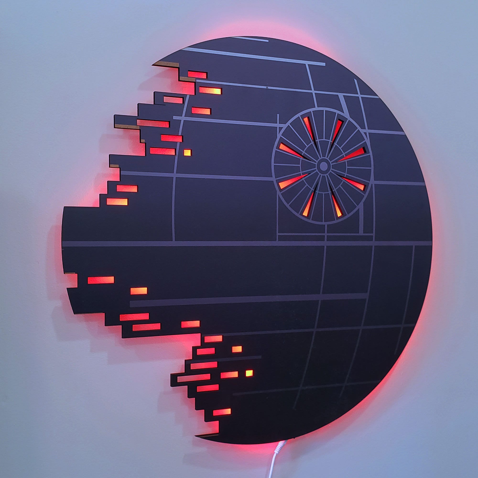 24" LED Lighted Death Star Inspired Wall Art Sign, Death-star Wars ...