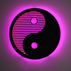 Large LED Lighted Yin Yang Symbol Wall Art, Taijitu Lighted Wall Art ...