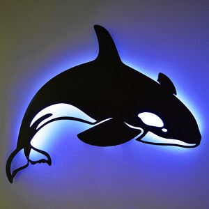 Large LED Lighted Killer Whale Wall Art, Orca LED Sign, Whale Wall ...