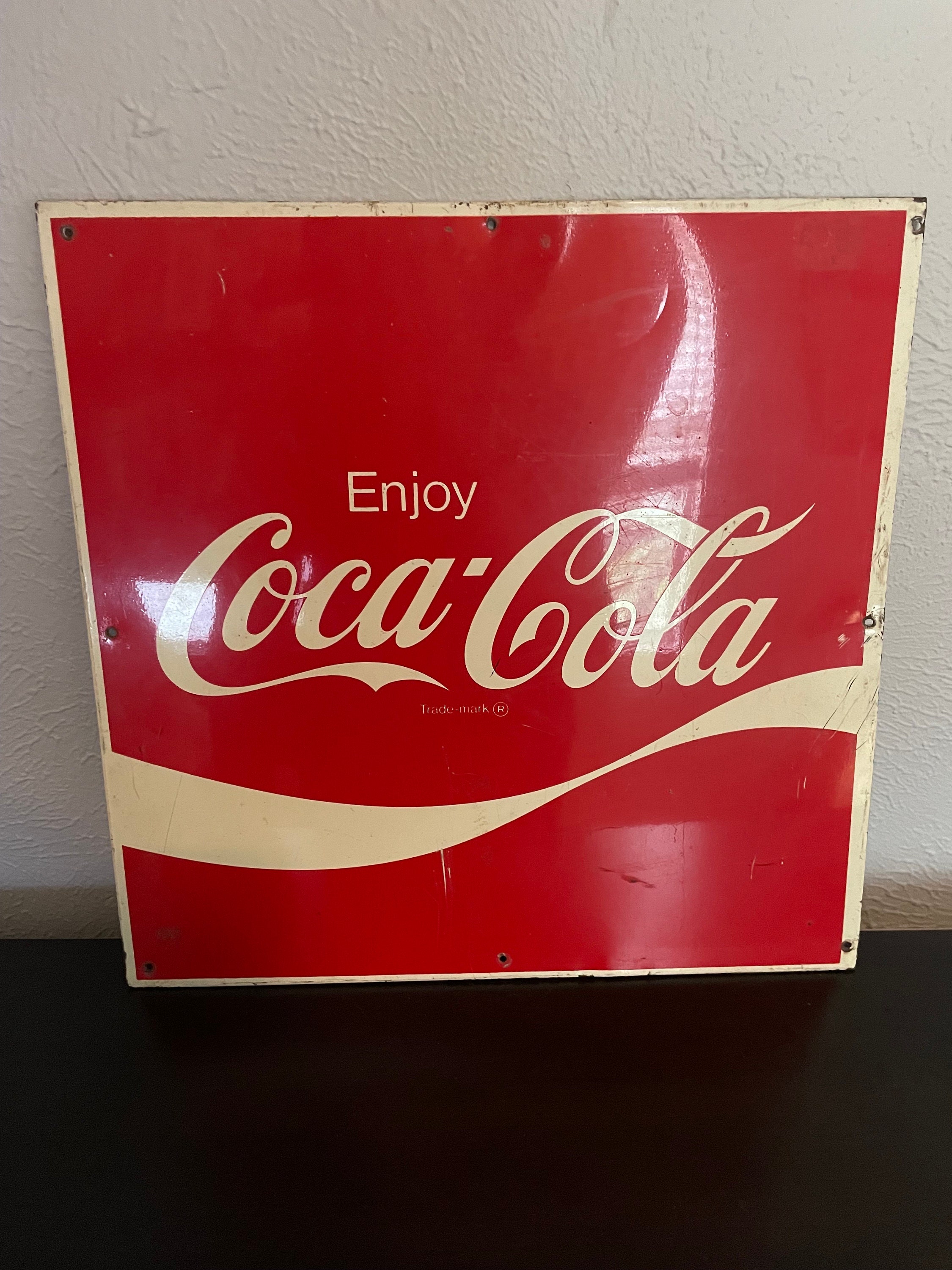 1970's Enjoy Coca Cola Metal Sign 15x15 - Etsy