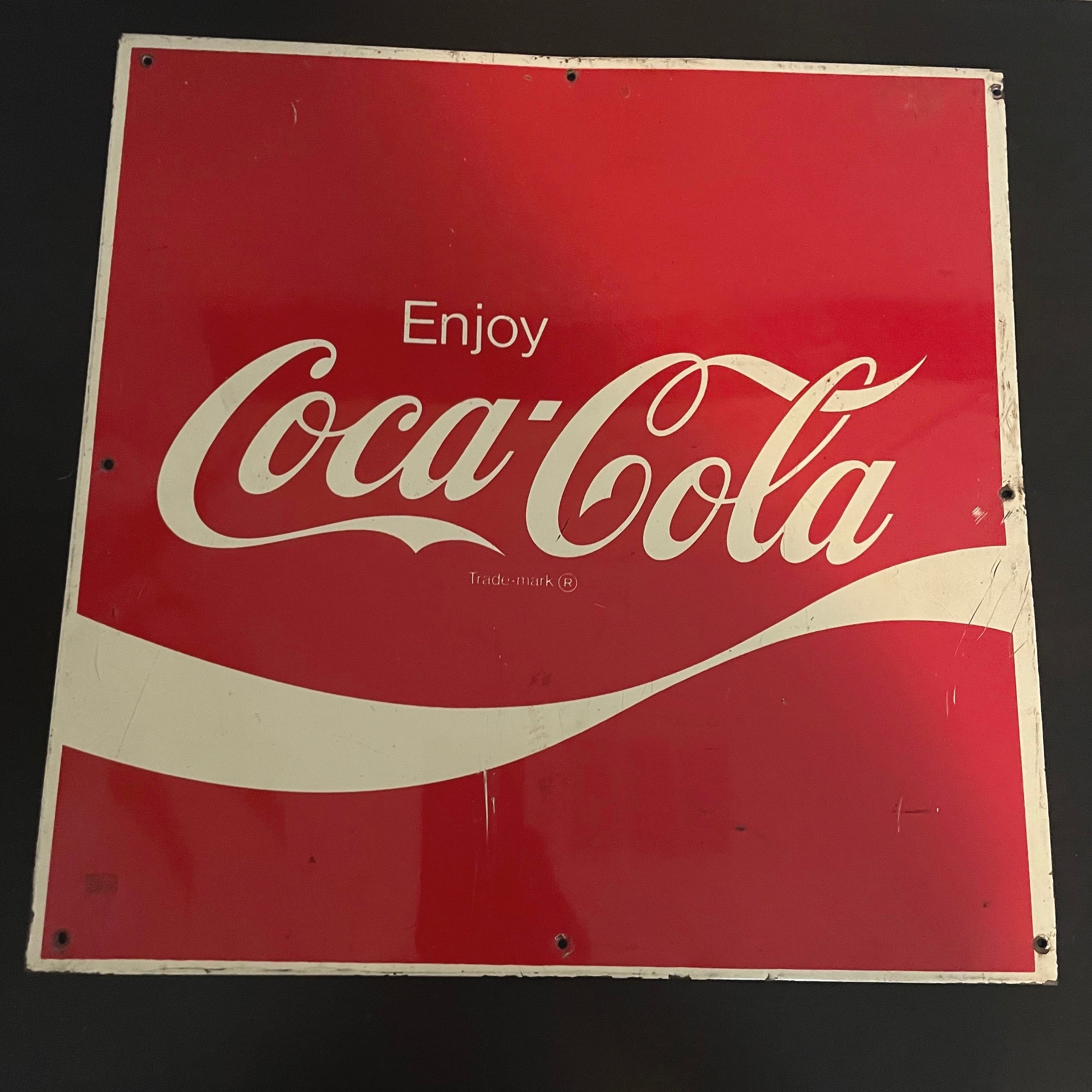 1970's Enjoy Coca Cola Metal Sign 15x15 - Etsy