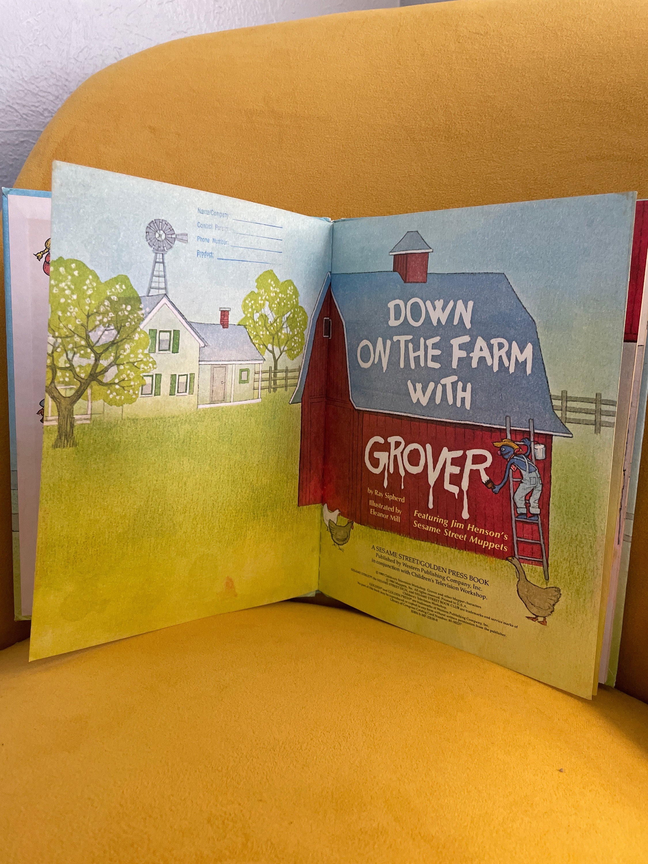 Sesame Street “down on the Farm With Grover” Hardback Book • 1980 ...