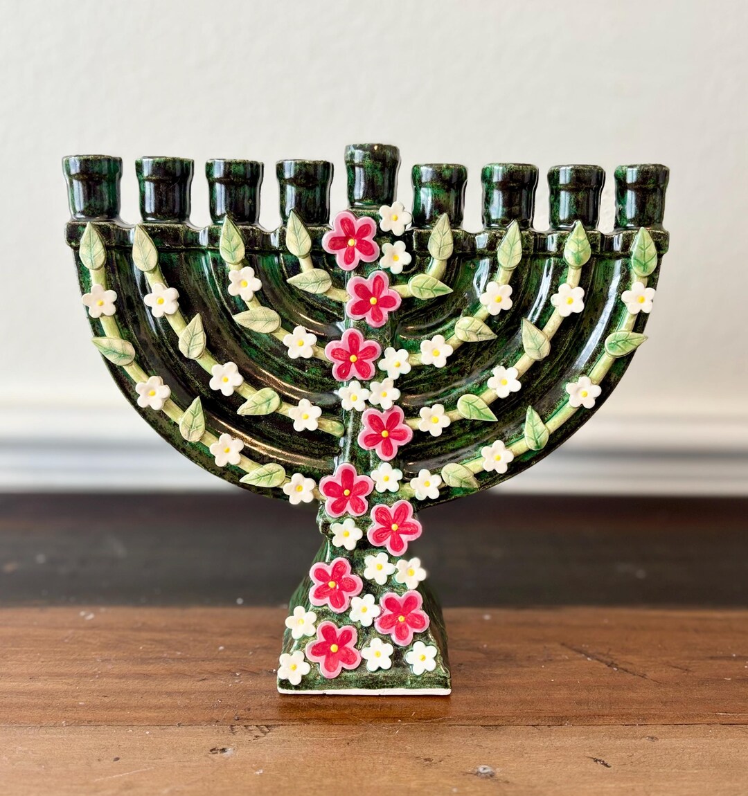 Handmade Ceramic Flower Garden Menorah - Etsy