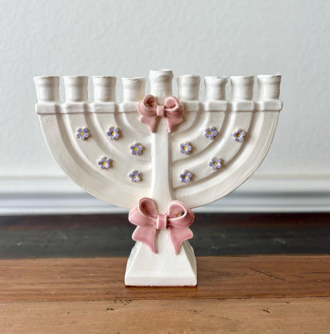 Handmade Ceramic Pink Bows Menorah - Etsy