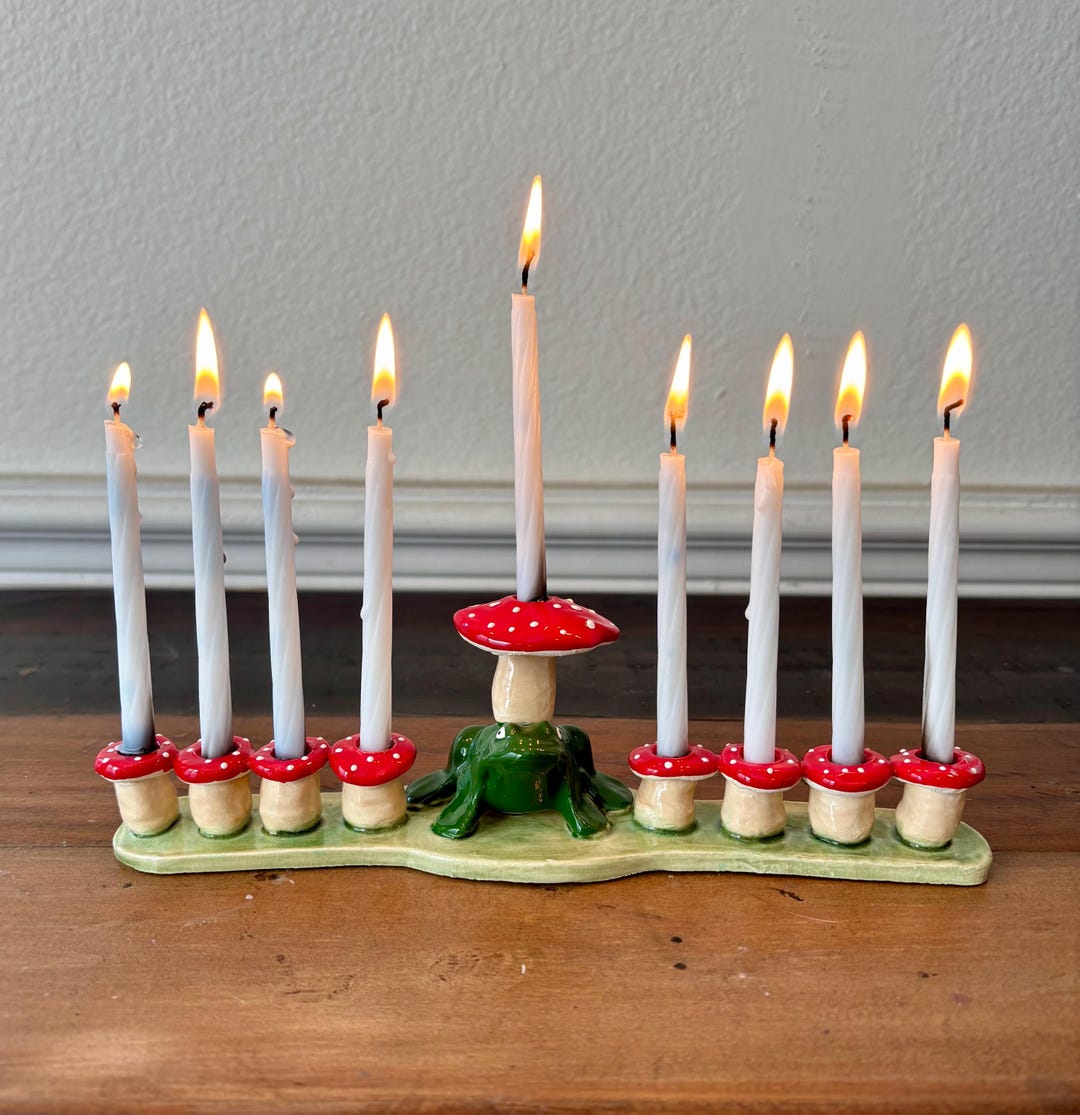 Handmade Ceramic Menorah - Frogs and Mushrooms - Etsy