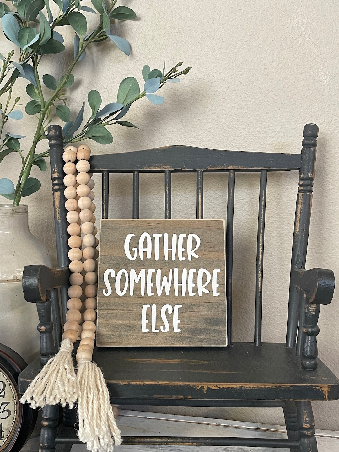 Home Decor, Gather Somewhere Else, Small Wood Sign, Antisocial, Funny ...