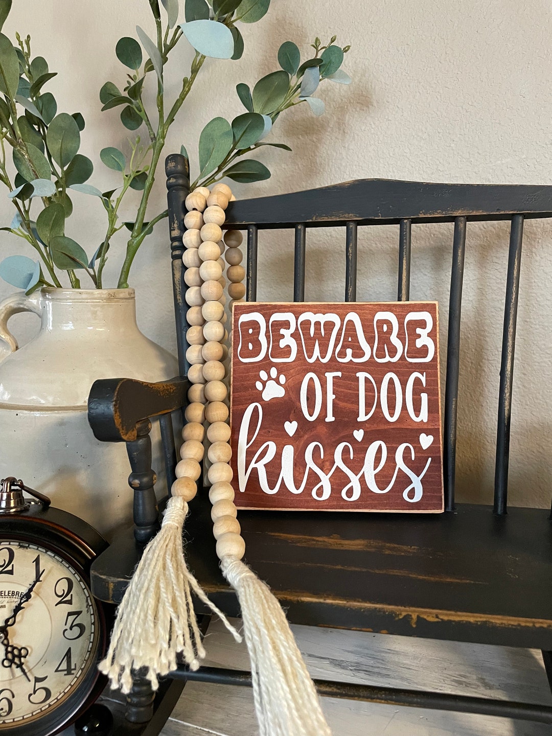 Dog Wood Sign, Beware of Dog Kisses, Small Wood Sign, Gift Idea, Home ...