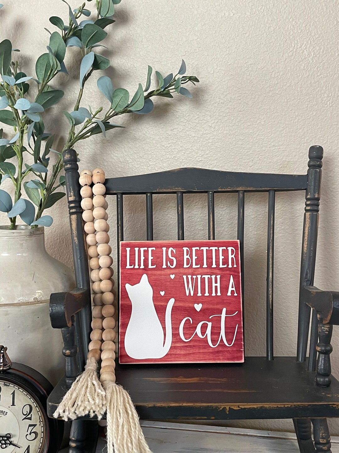 Cat Wood Sign, Life is Better With a Cat, 5.5"x5.5" Painted Wood Sign ...