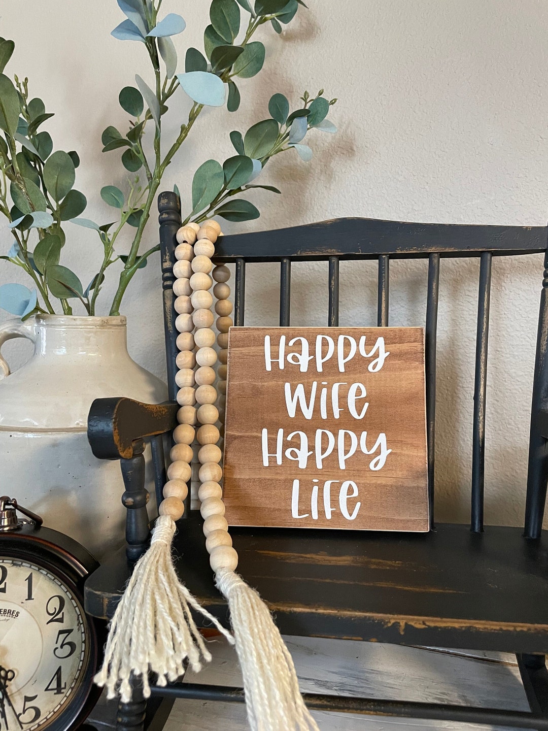 Happy Wife Happy Life, Small Wood Sign (5.5"x5.5"), Painted, Handmade ...