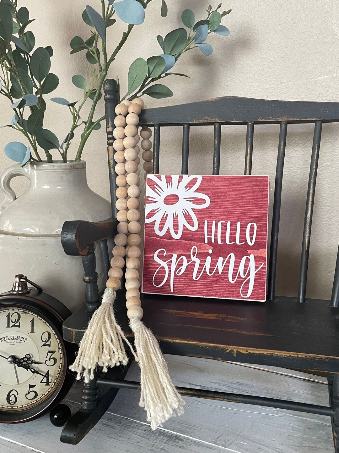 Spring Wood Sign, Hello Spring, Small Wood Sign, Gift Idea, Home Decor ...