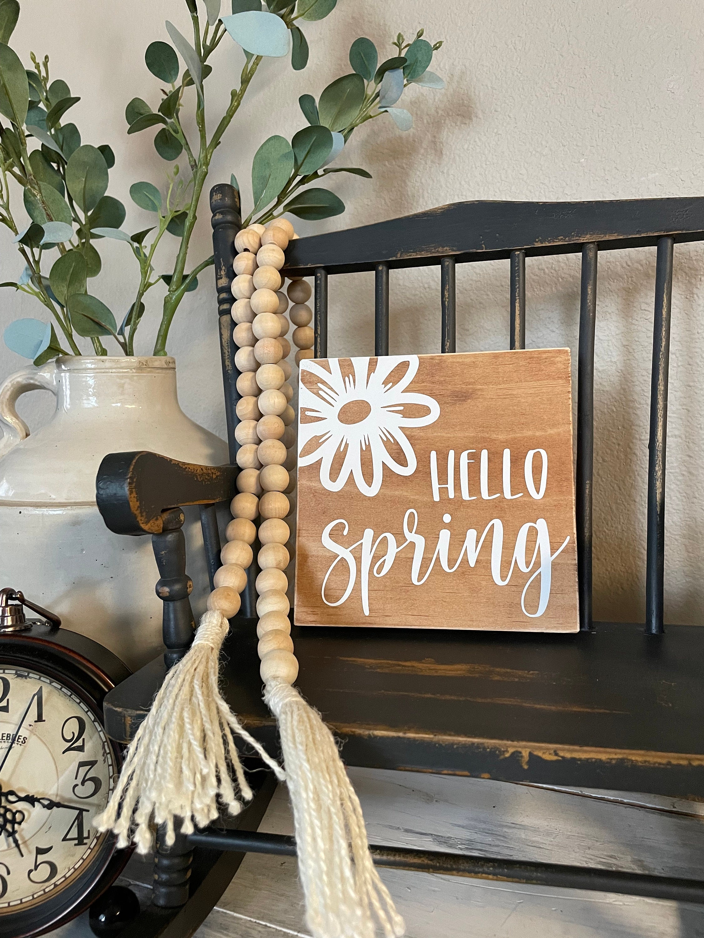 Spring Wood Sign, Hello Spring, Small Wood Sign, Gift Idea, Home Decor ...