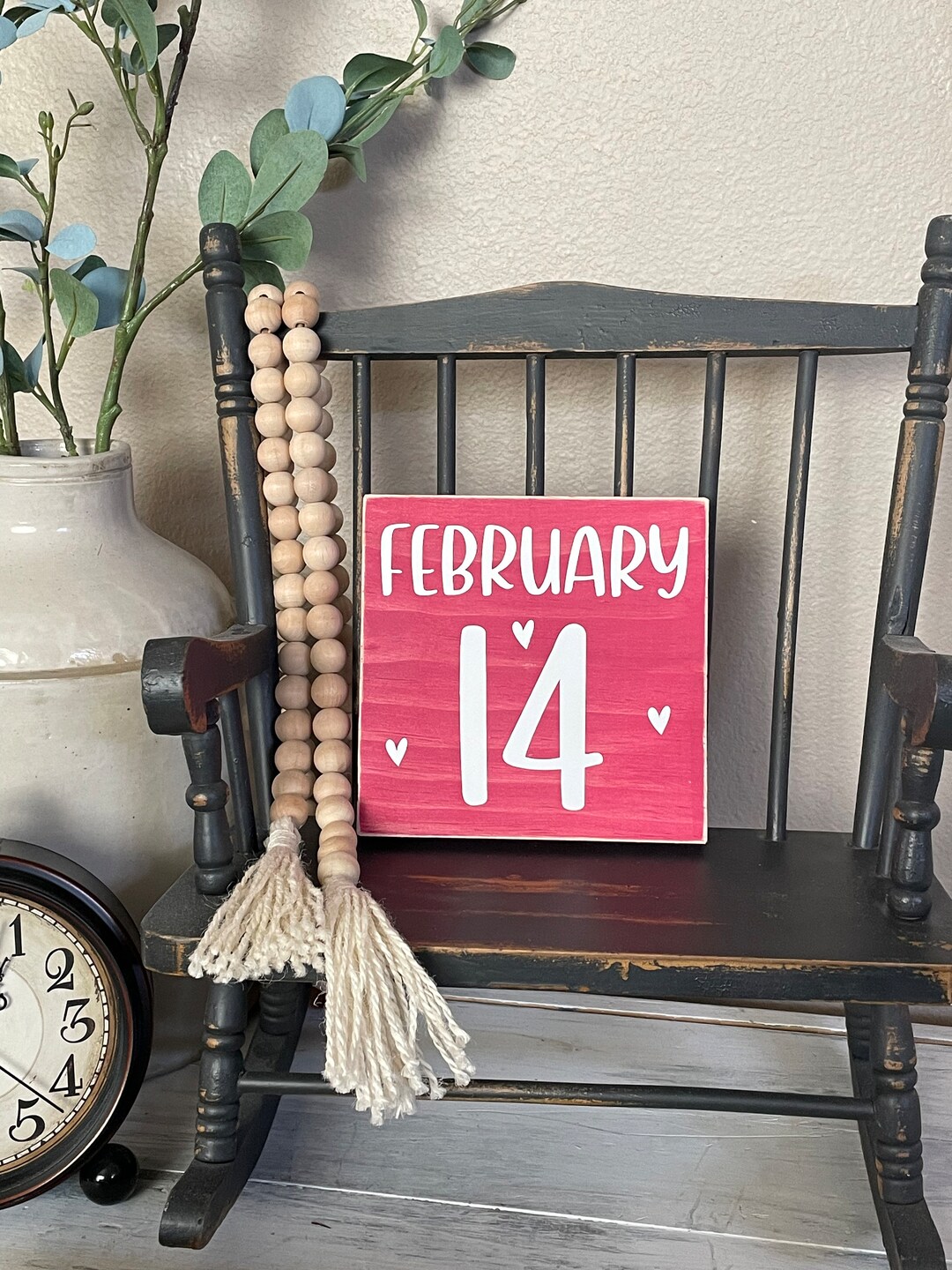 Valentine's Day Wood Sign, February 14, Home Decor, 5.5"x5.5" Painted ...