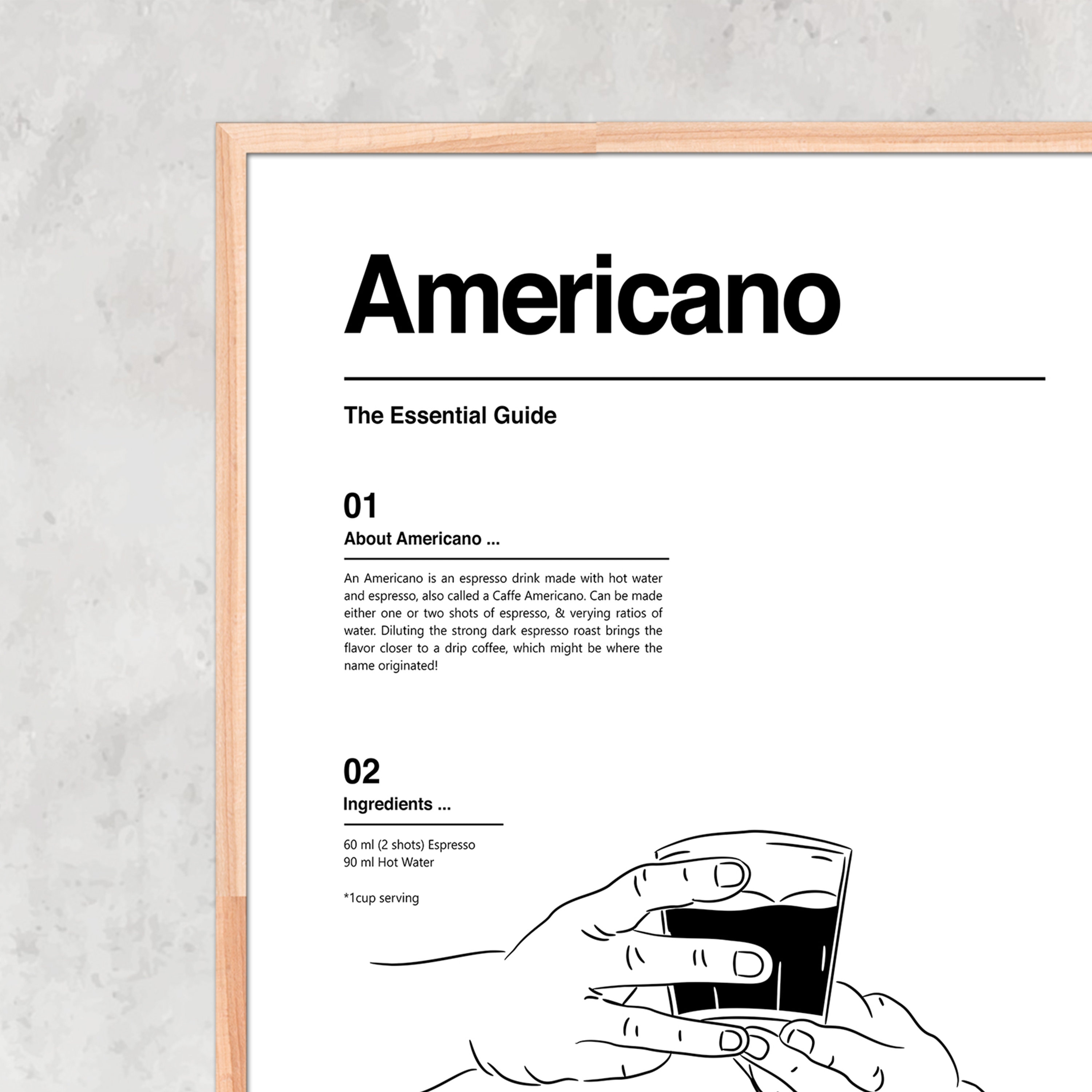 Americano Coffee Guide Print, Coffee Print, Coffee Line Art, Coffee ...