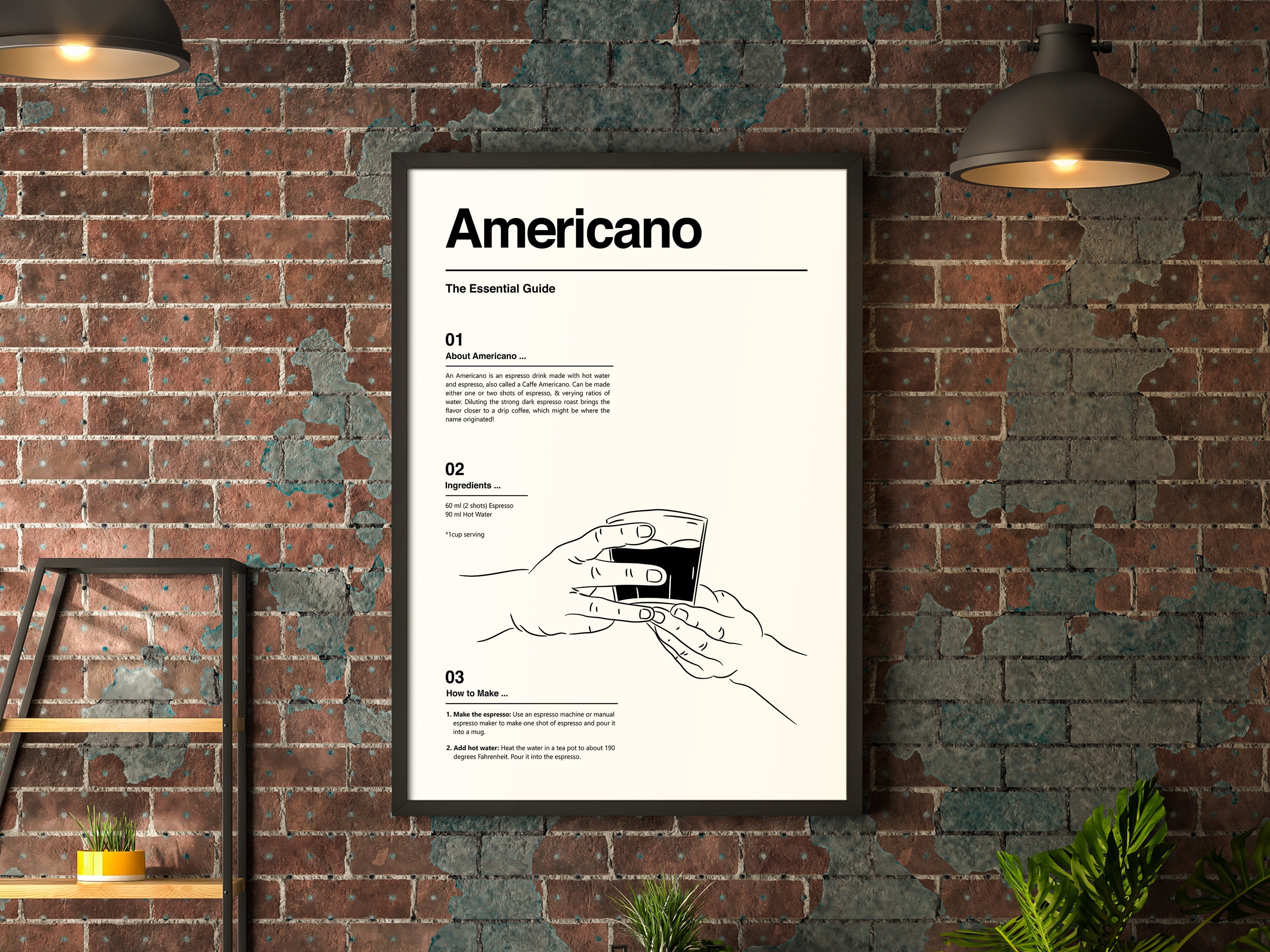 Americano Coffee Guide Print Coffee Print Coffee Line Art - Etsy