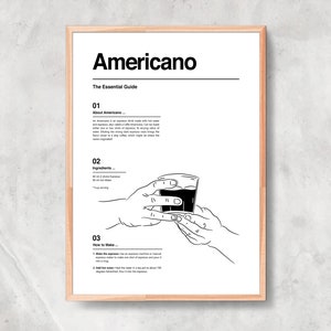 Americano Coffee Guide Print, Coffee Print, Coffee Line Art, Coffee ...