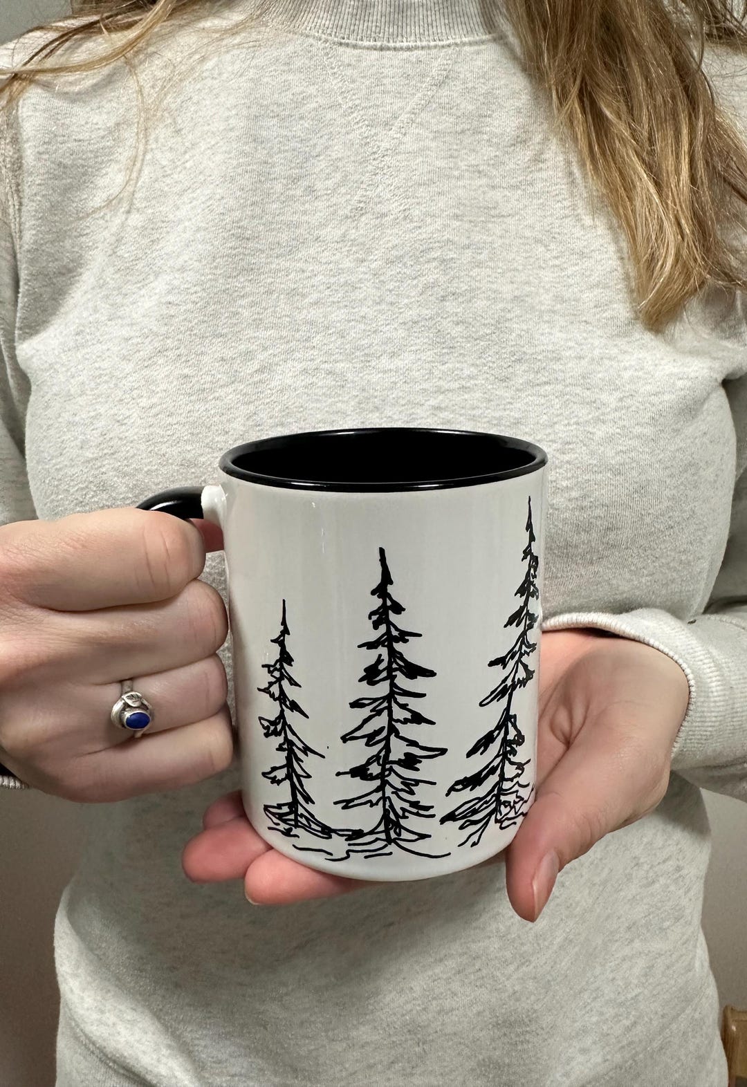 Trees Mug | Coffee Art Mug | Fishing Mug | Landing Net | Schematic Art ...