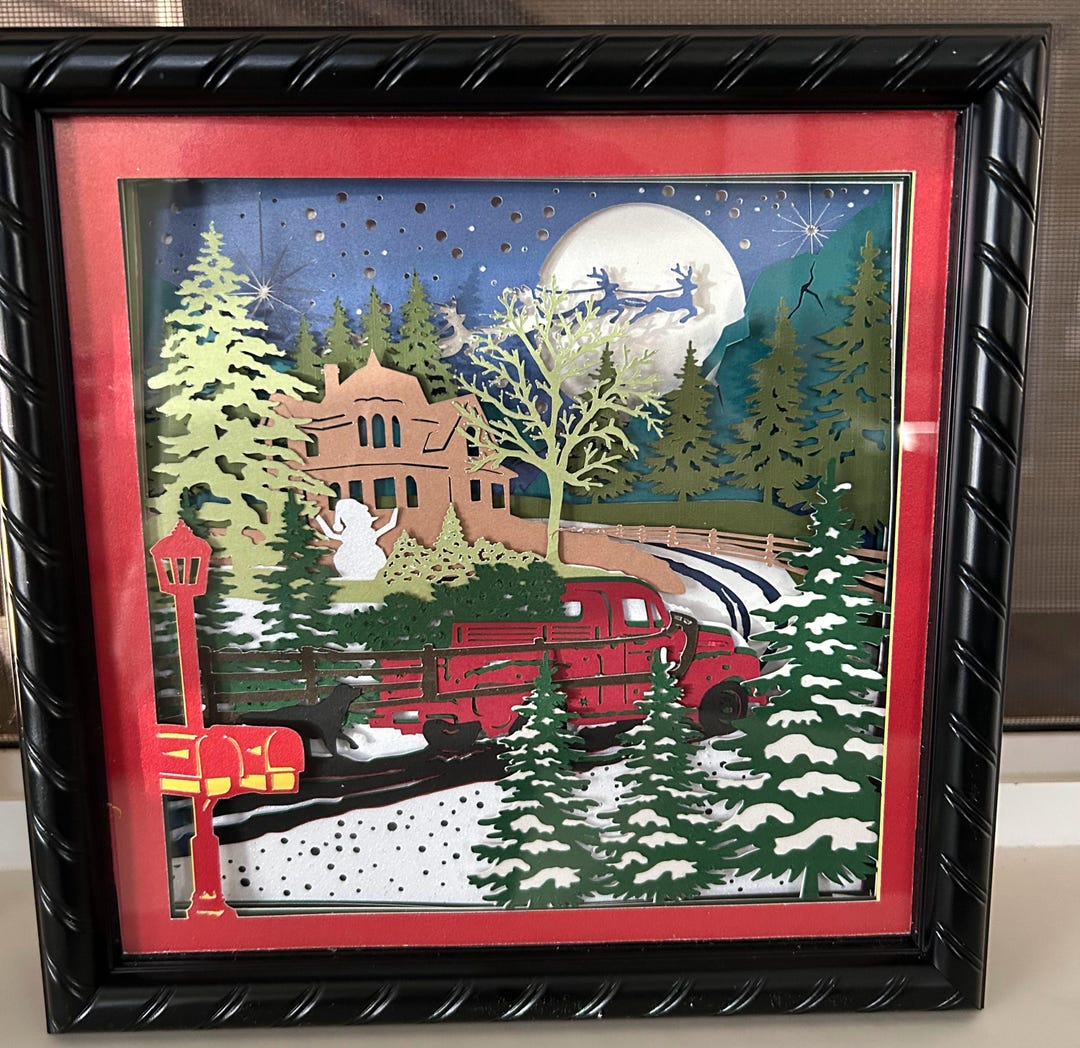 Winter Scene Lighted Shadow Box - Etsy