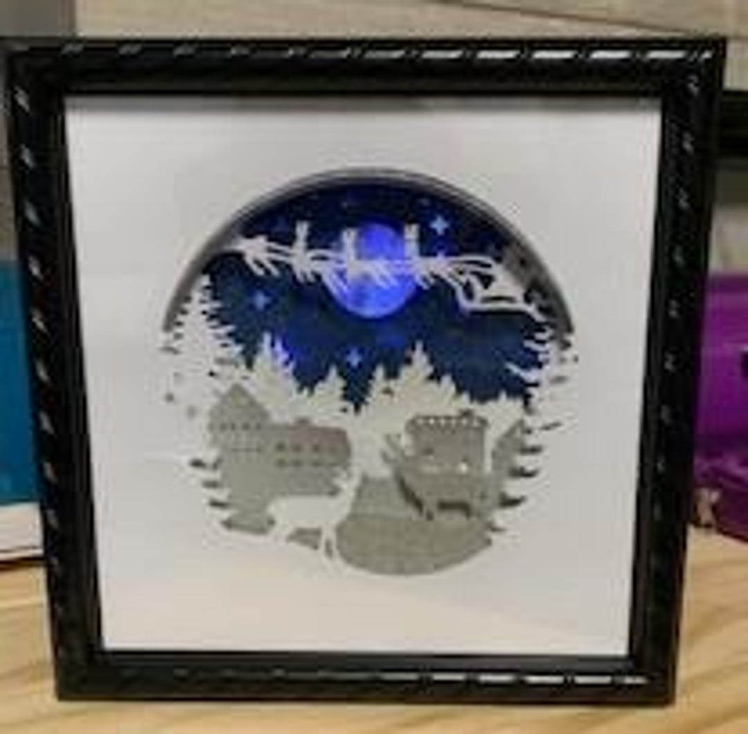 Santa in the Sky Lighted Shadow Box - Etsy