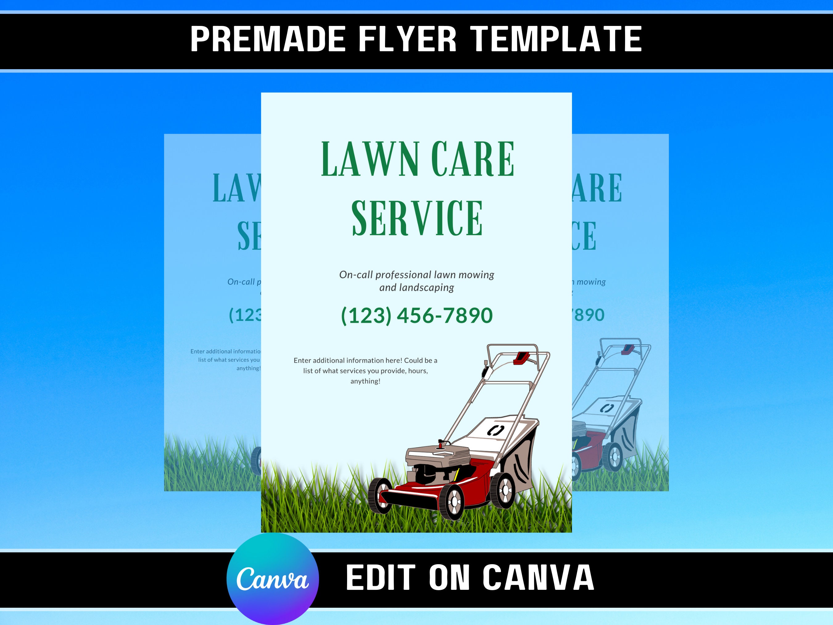 Lawn Care Service Flyer, DIY Editable Template, Lawn Care Business Ad ...