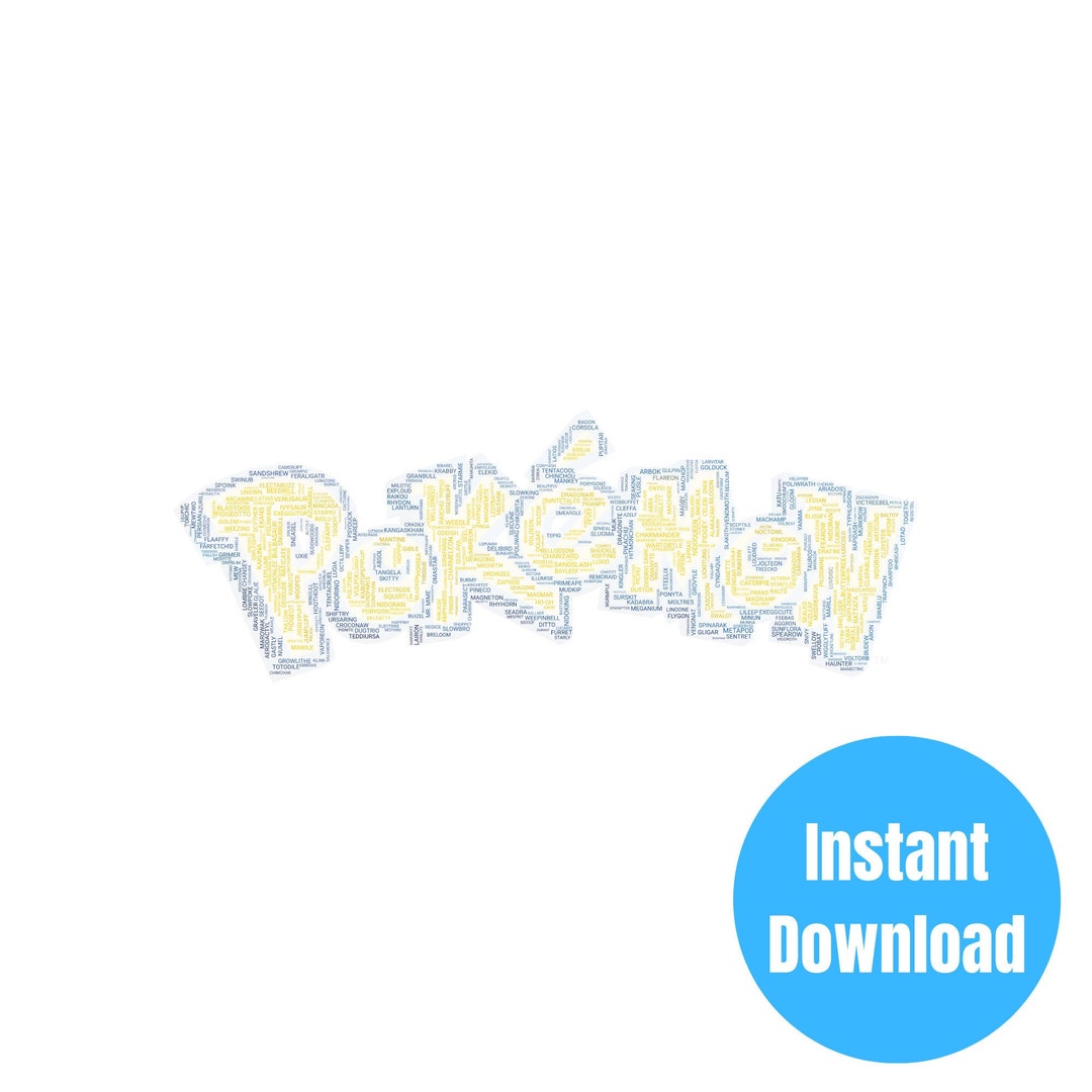 Pokemon SVG Word Art Gen 1-5 High Quality Digital File - Etsy
