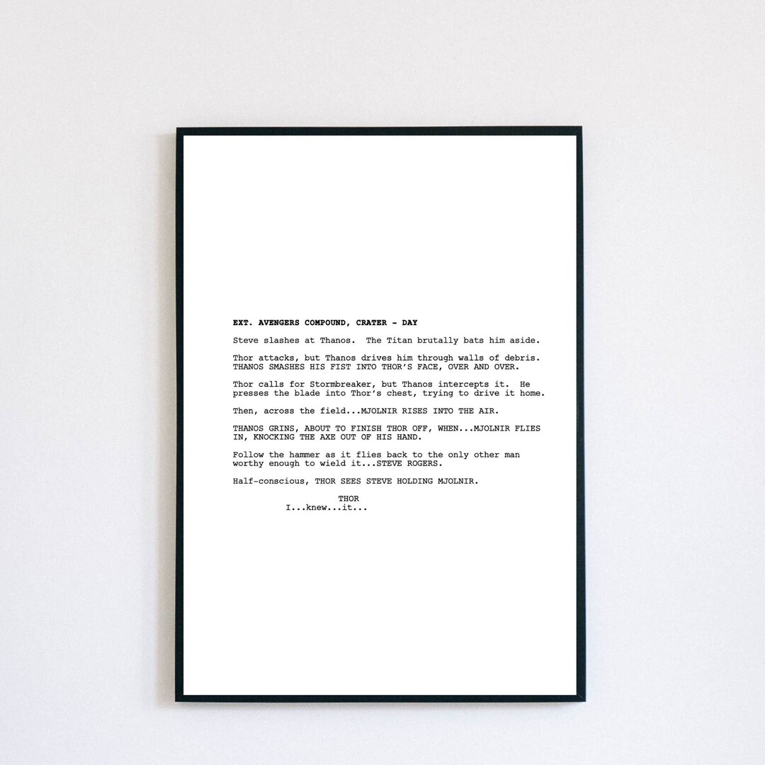 Avengers Endgame - Captain America Lifts Mjolnir Screenplay - Etsy