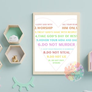 Ten Commandments Heart Wall Art Print - Etsy