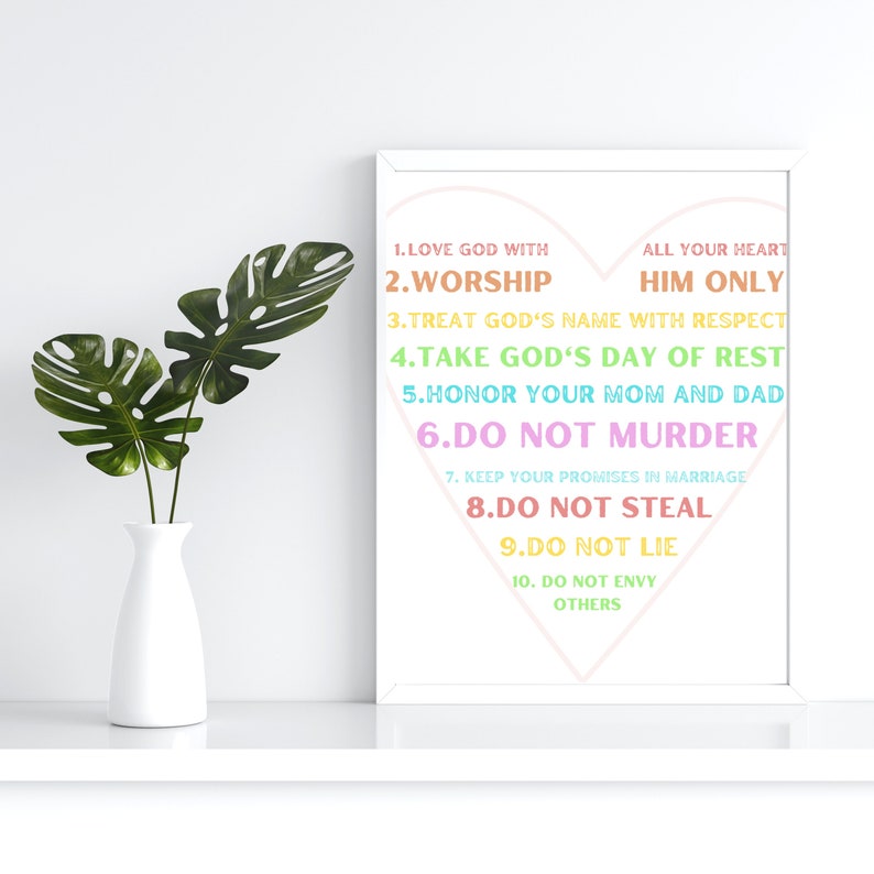 Ten Commandments Heart Wall Art Print - Etsy