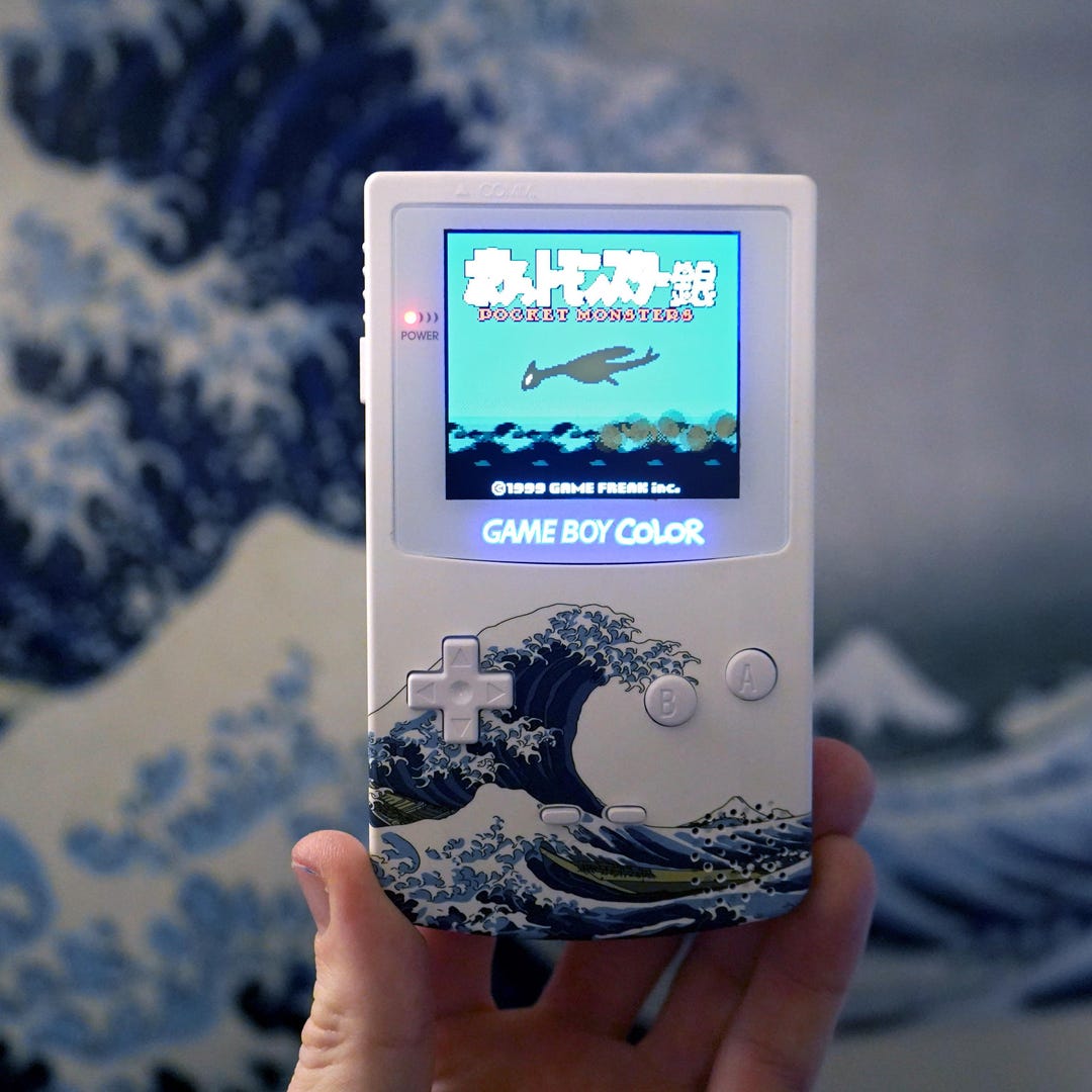 Gameboy Color Backlit IPS Q5 GBC - Great Wave - Etsy