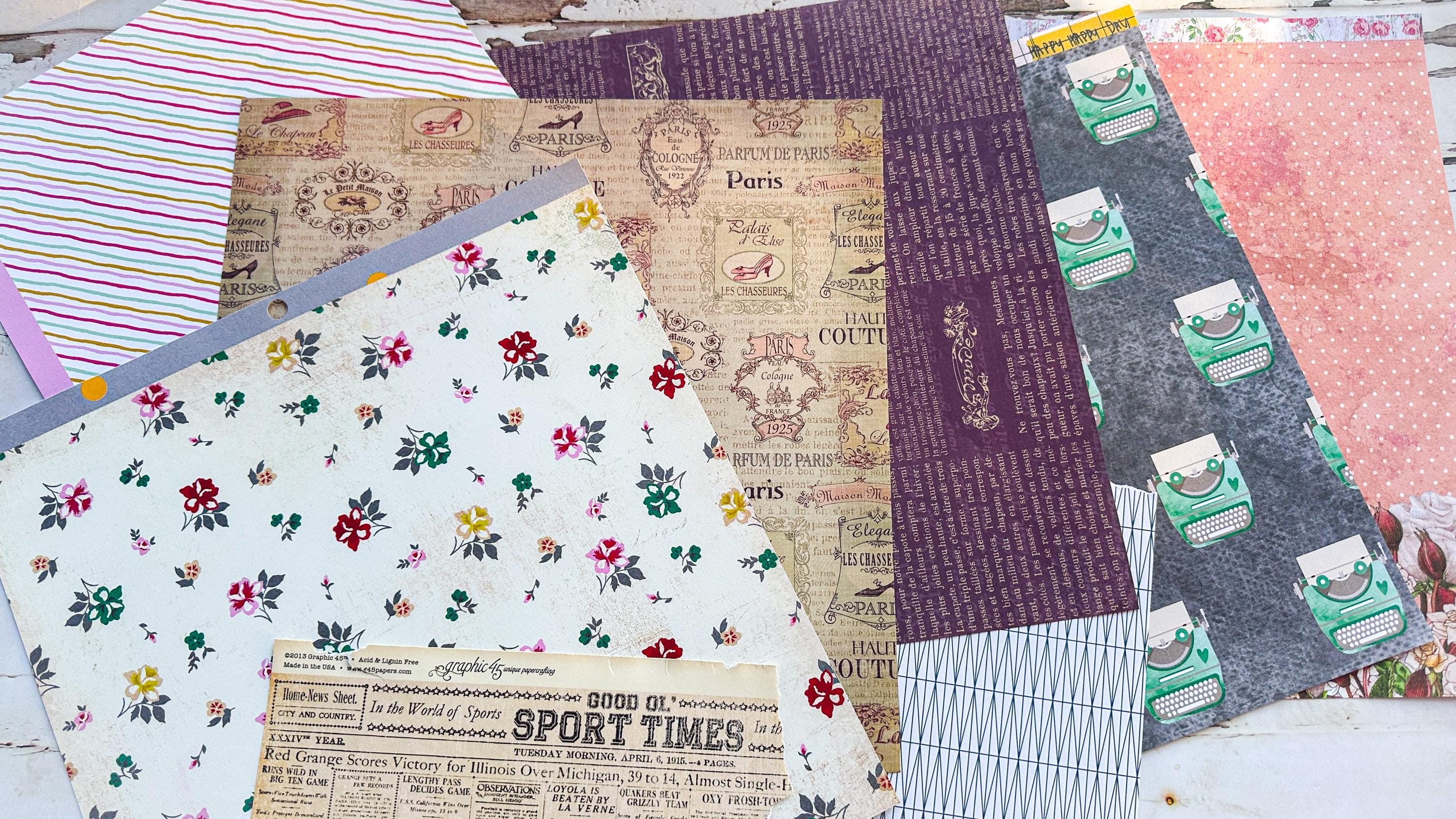 20-25 Pieces of Decorative Paper, Junk Journal Paper, Vintage Paper ...