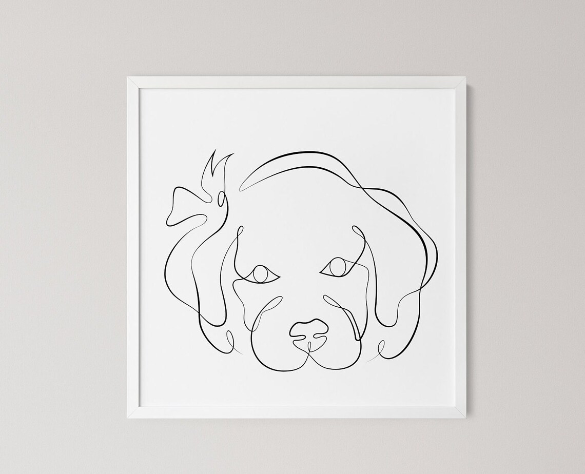 One Line Art,one Line Puppy, Minimalistische Wall Decor, Digitale ...