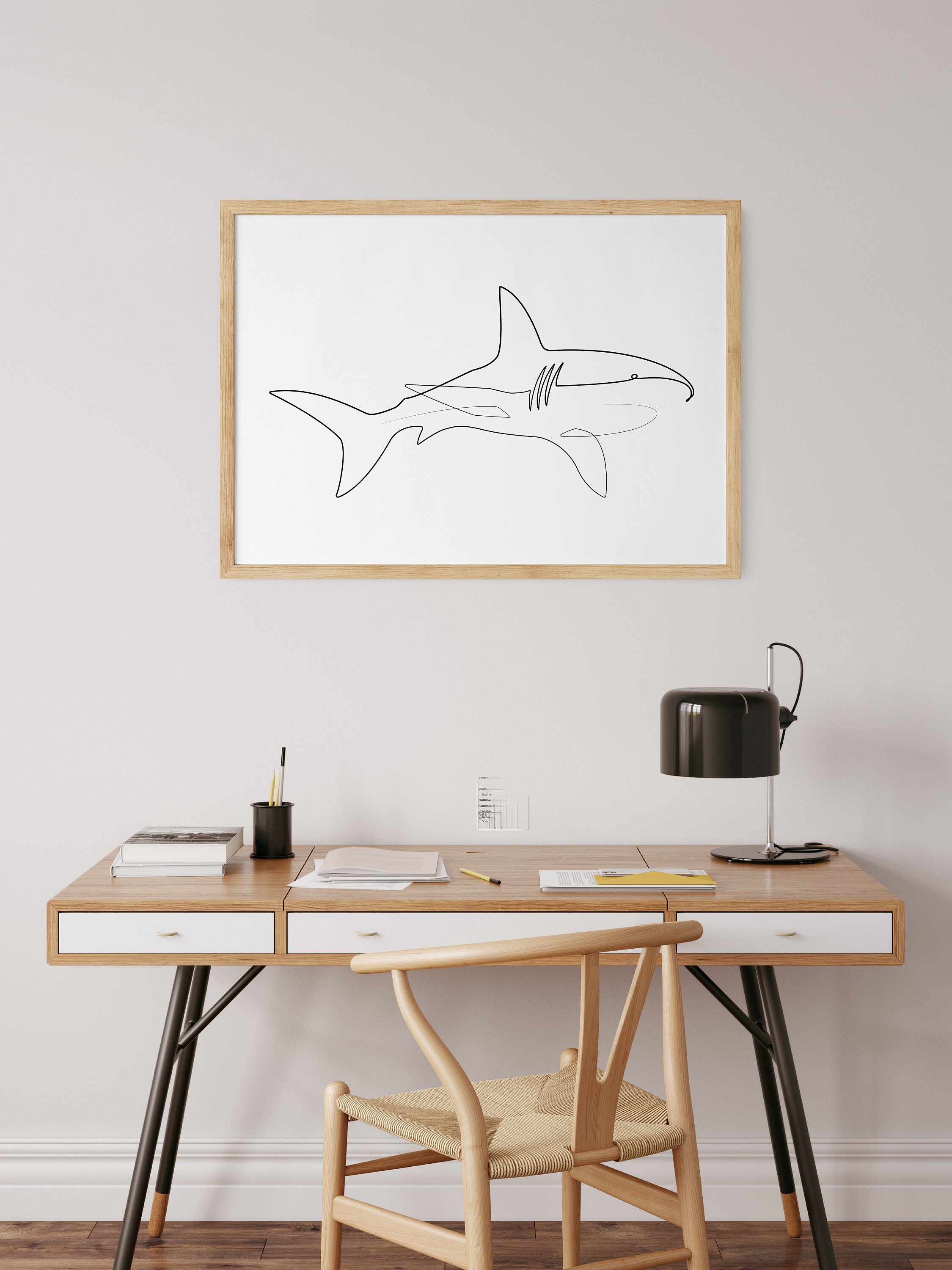 One Line Artone Line Shark Minimalistische Wall Decor - Etsy